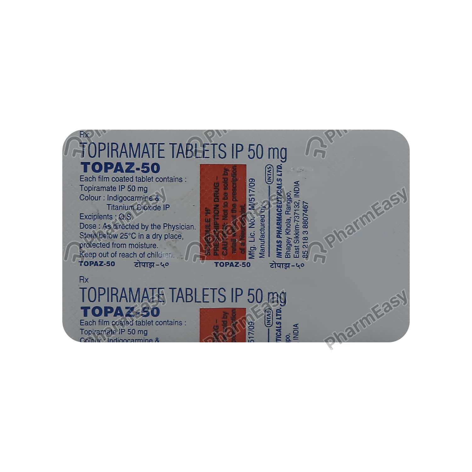 Topaz 50 MG Tablet (15) - Uses, Side Effects, Dosage, Composition ...