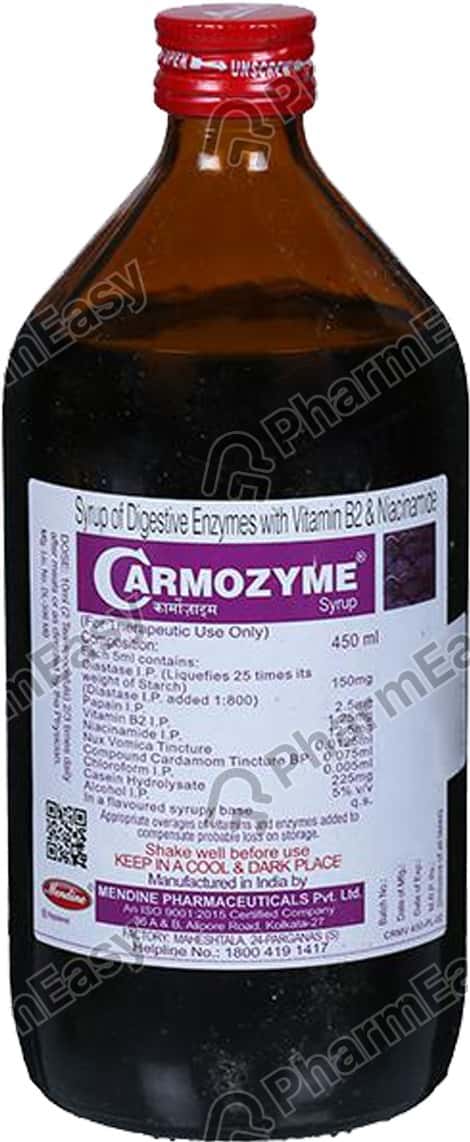 Carmozyme Bottle Of 450ml Syrup: Uses, Side Effects, Price & Dosage ...