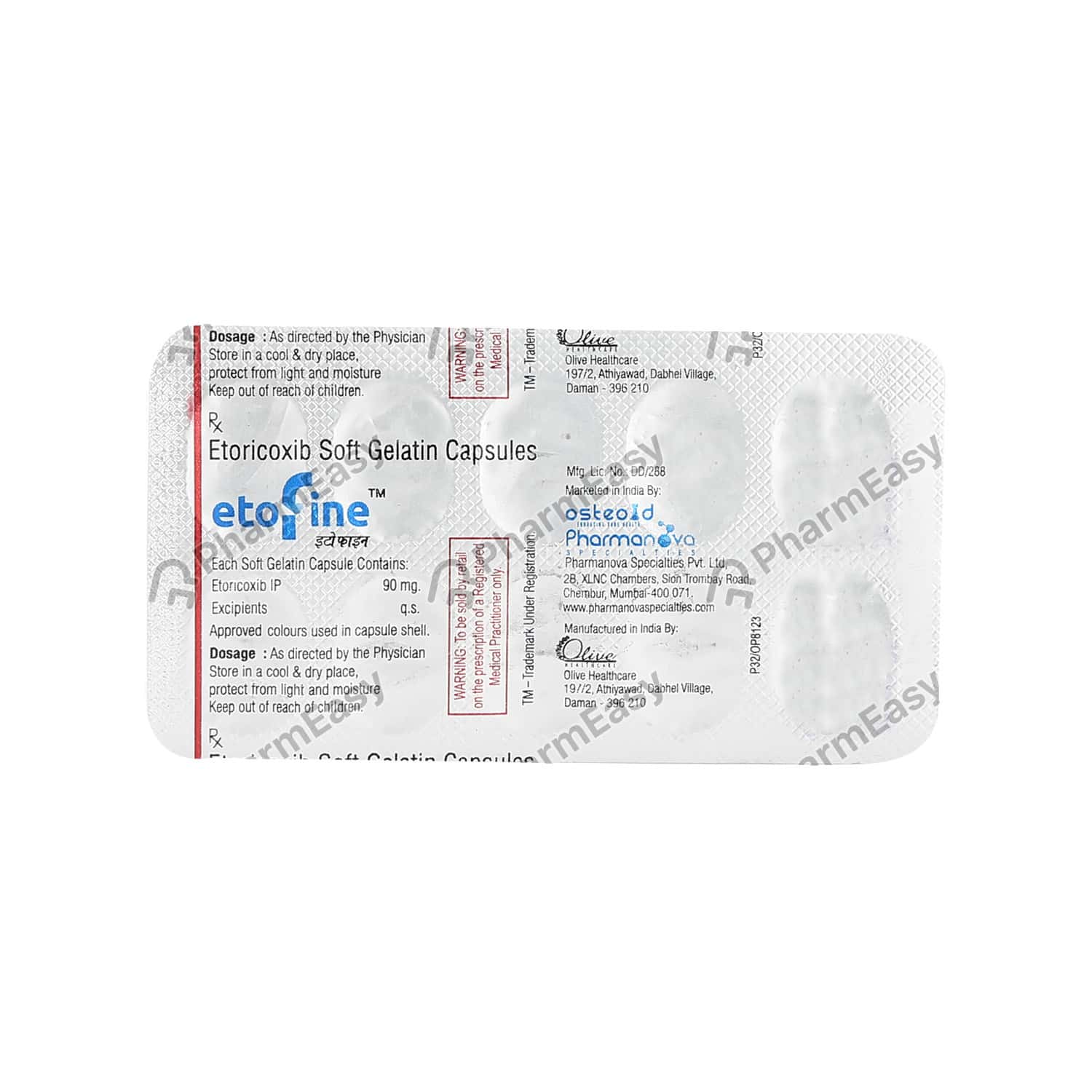 Etofine 90 MG Capsule (10) - Uses, Side Effects, Dosage, Composition ...