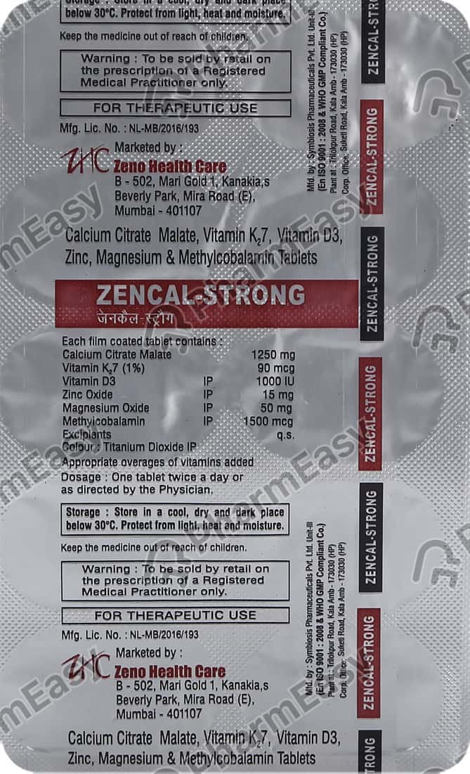 Buy Zencal Strong Strip Of 10 Tablets Online at Flat 15% OFF | PharmEasy
