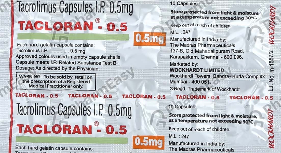 Tacloran 0.5 MG Capsule (10): Uses, Side Effects, Price & Dosage ...