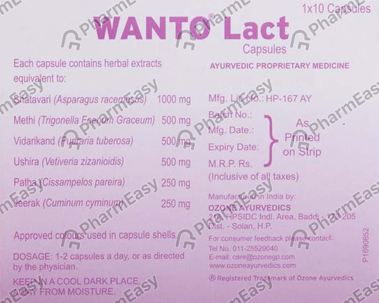 Buy WANTO LACT STRIP OF 10 CAPSULES Online & Get Upto 60% OFF at PharmEasy