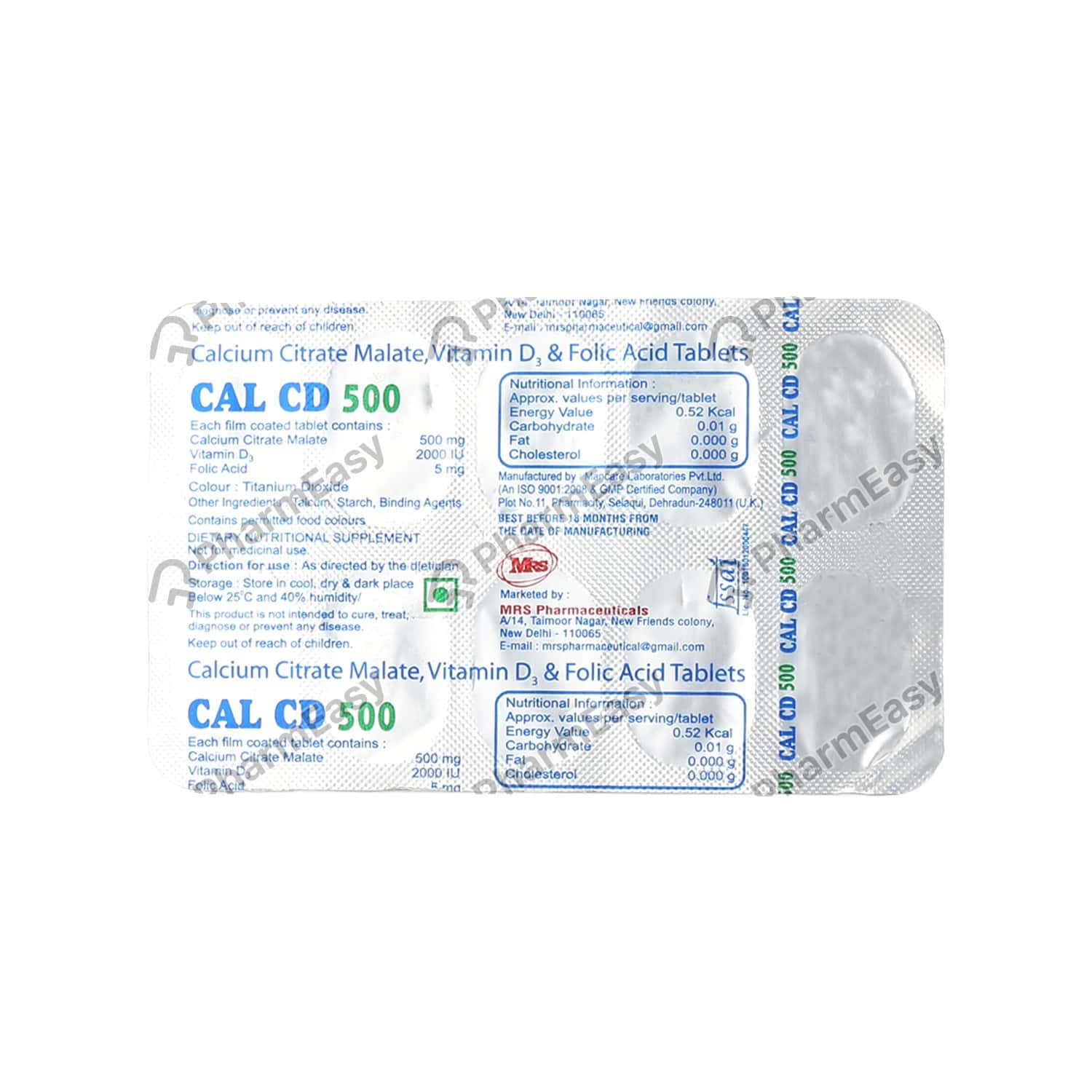 Buy Cal Cd 500mg Strip Of 10 Tablets Online at Flat 18% OFF* | PharmEasy