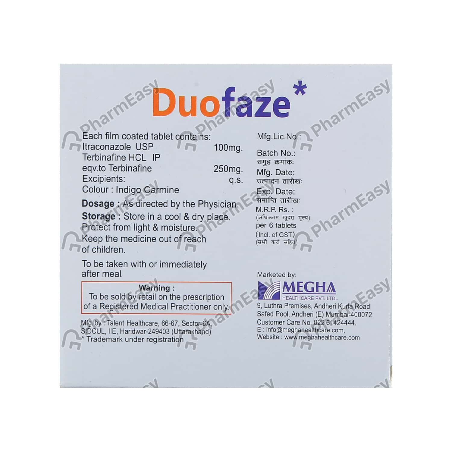 Buy Duofaze Tab 6'S Online at Flat 18% OFF* | PharmEasy