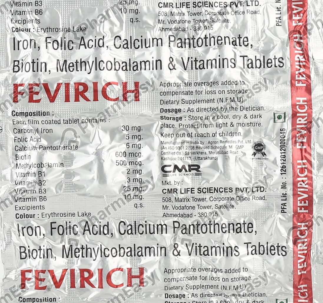 Buy Fevirich Strip Of 15 Tablets Online at Flat 15% OFF | PharmEasy