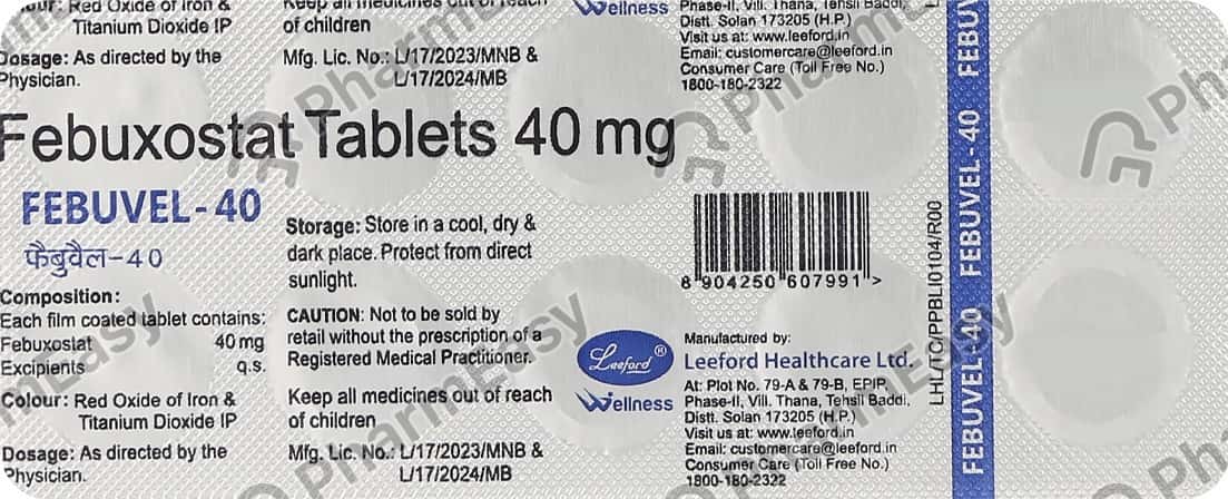 Febuvel 40 MG Tablet (10): Uses, Side Effects, Price & Dosage | PharmEasy