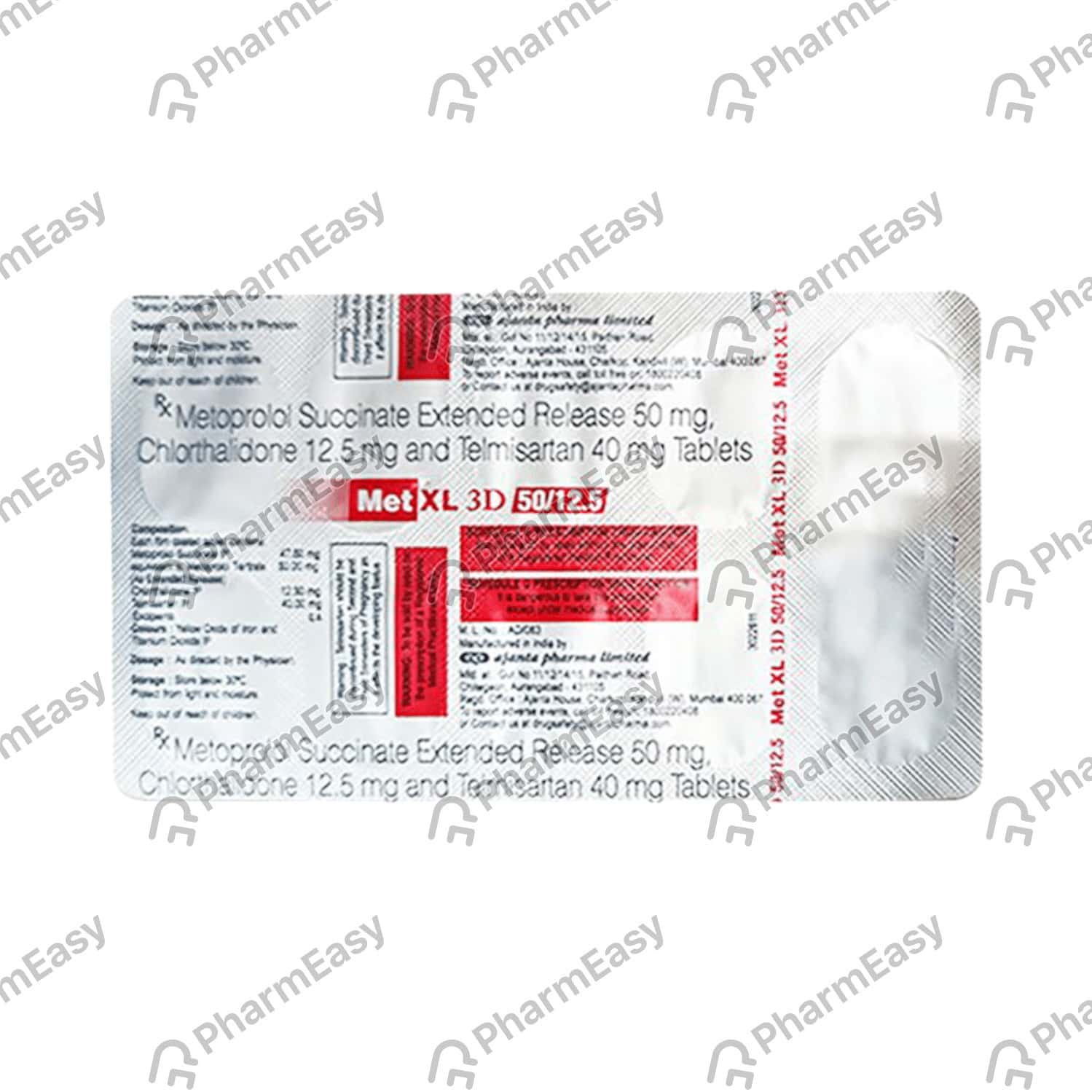 Met Xl 3d 50/40/12.5mg Strip Of 10 Tablets: Uses, Side Effects, Price ...