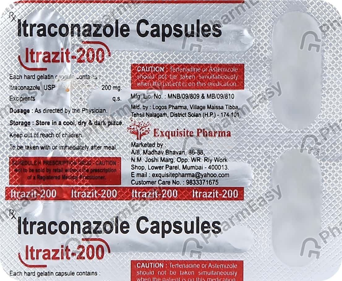 Itrazit 200 MG Capsule (4): Uses, Side Effects, Price & Dosage | PharmEasy