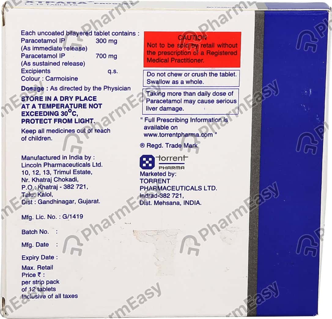 Xtpara 1000 MG Tablet (12): Uses, Side Effects, Price & Dosage | PharmEasy