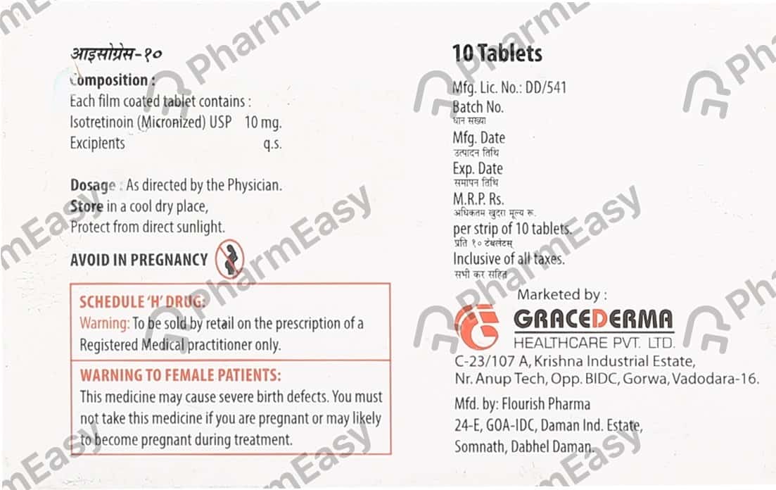 Isograce 10 MG Tablet (10): Uses, Side Effects, Price & Dosage | PharmEasy
