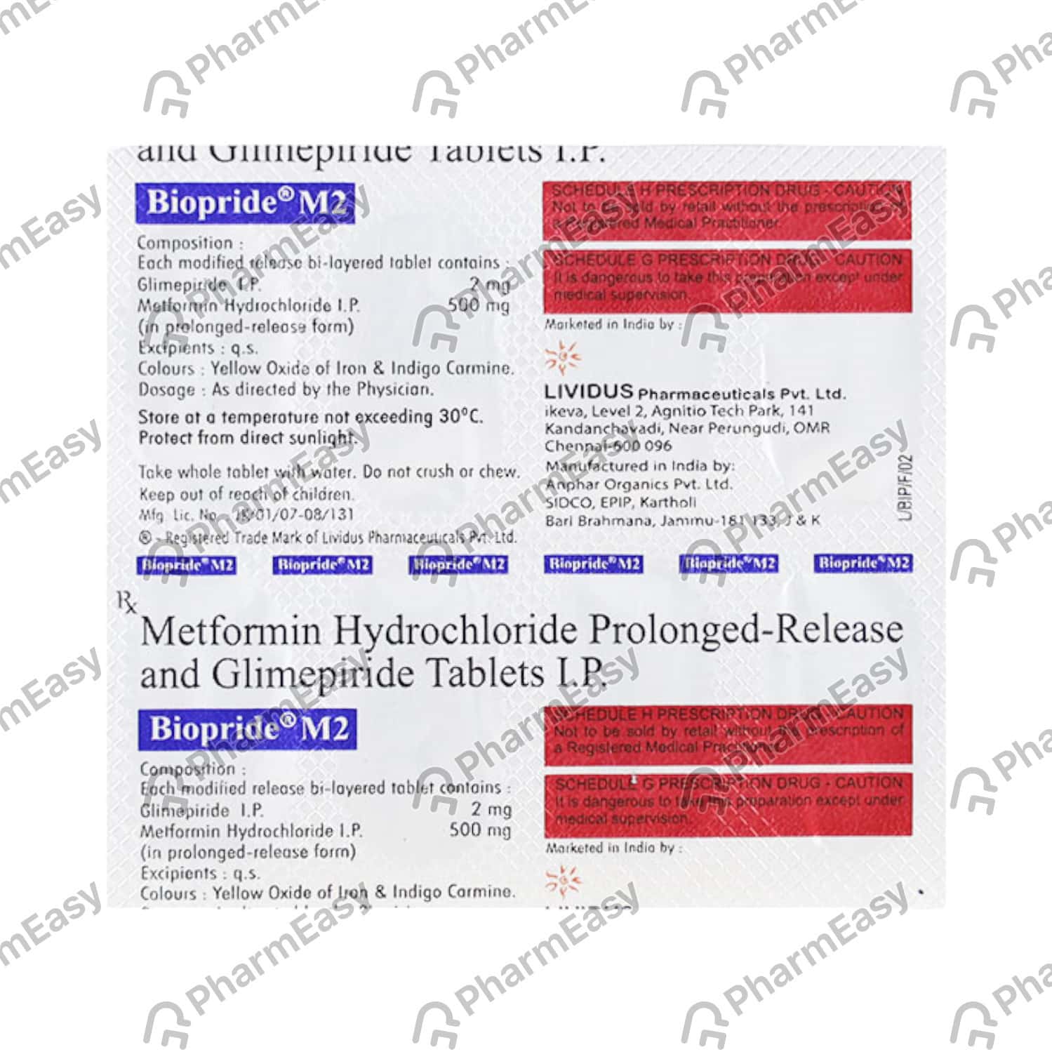 Biopride M 2mg Strip Of 10 Tablets: Uses, Side Effects, Price & Dosage ...