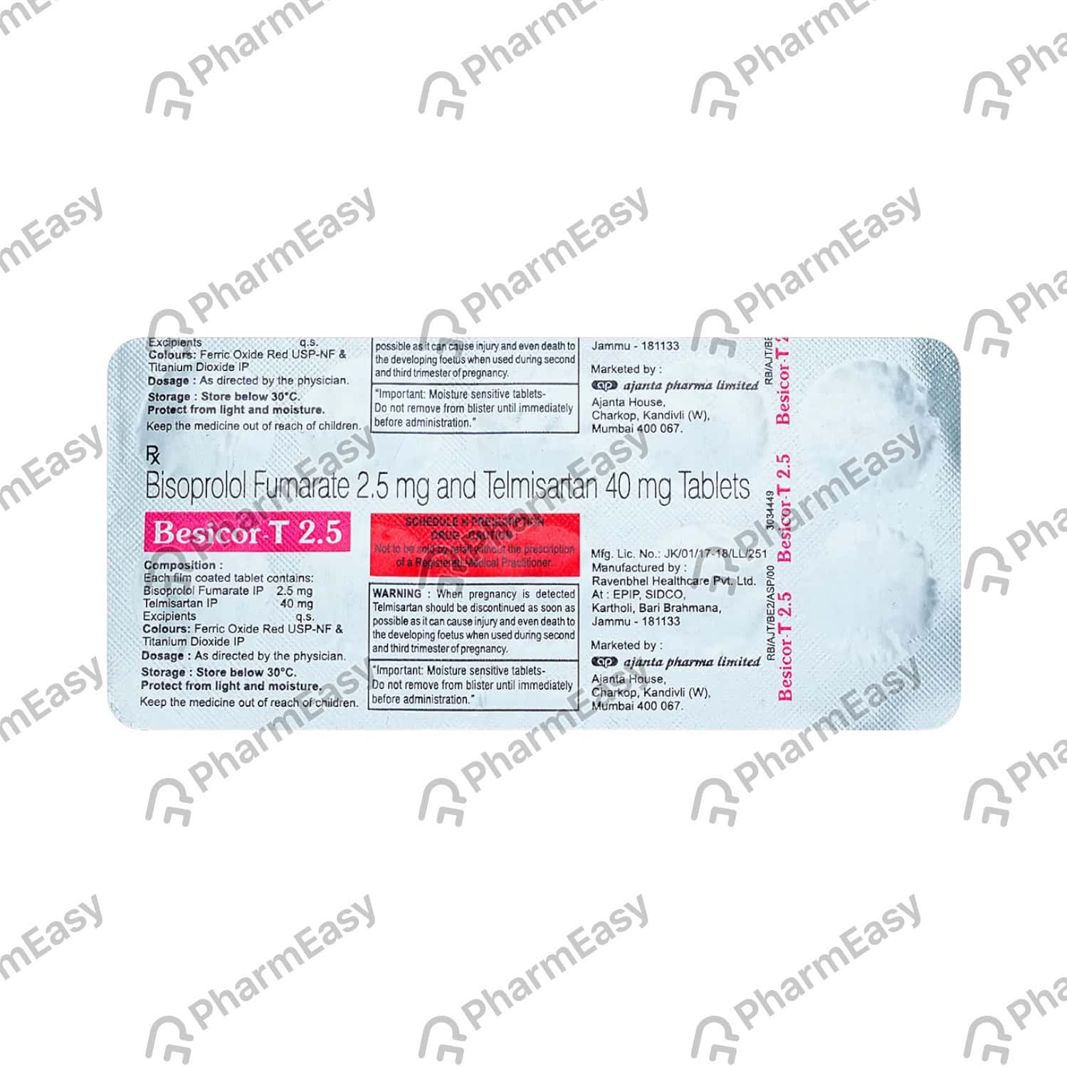 Besicor T 2.5mg Strip Of 10 Tablets: Uses, Side Effects, Price & Dosage ...