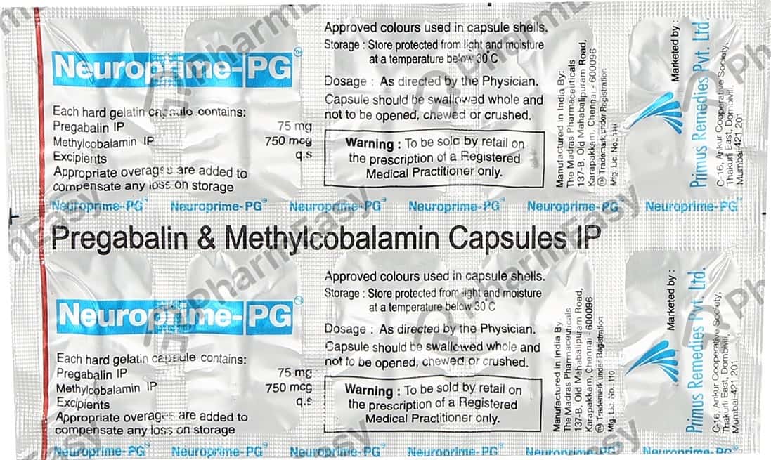 Neuroprime Pg Strip Of 10 Capsules: Uses, Side Effects, Price & Dosage ...