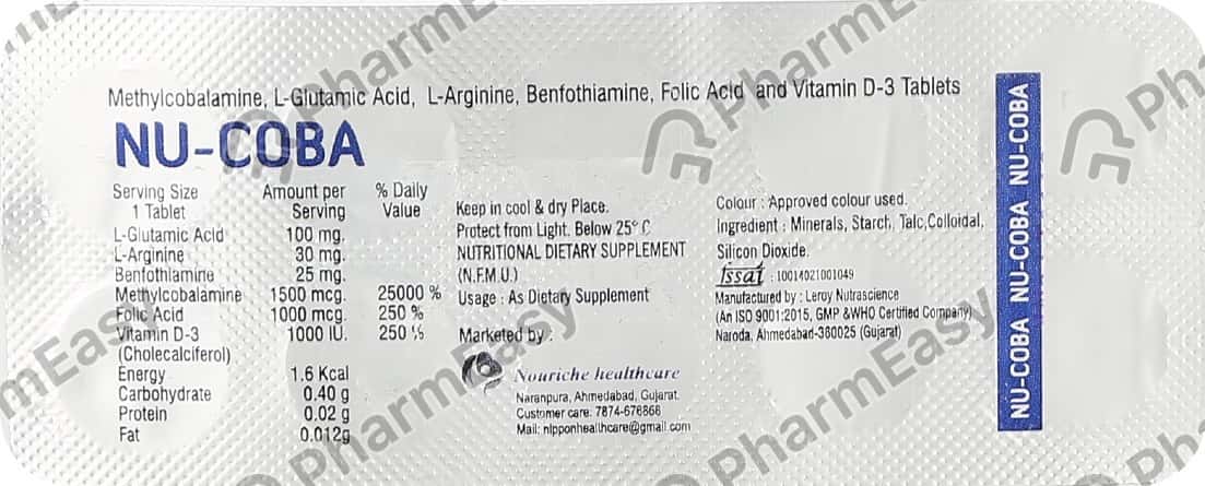Buy Nu Coba Strip Of 10 Tablets Online at Flat 15% OFF | PharmEasy