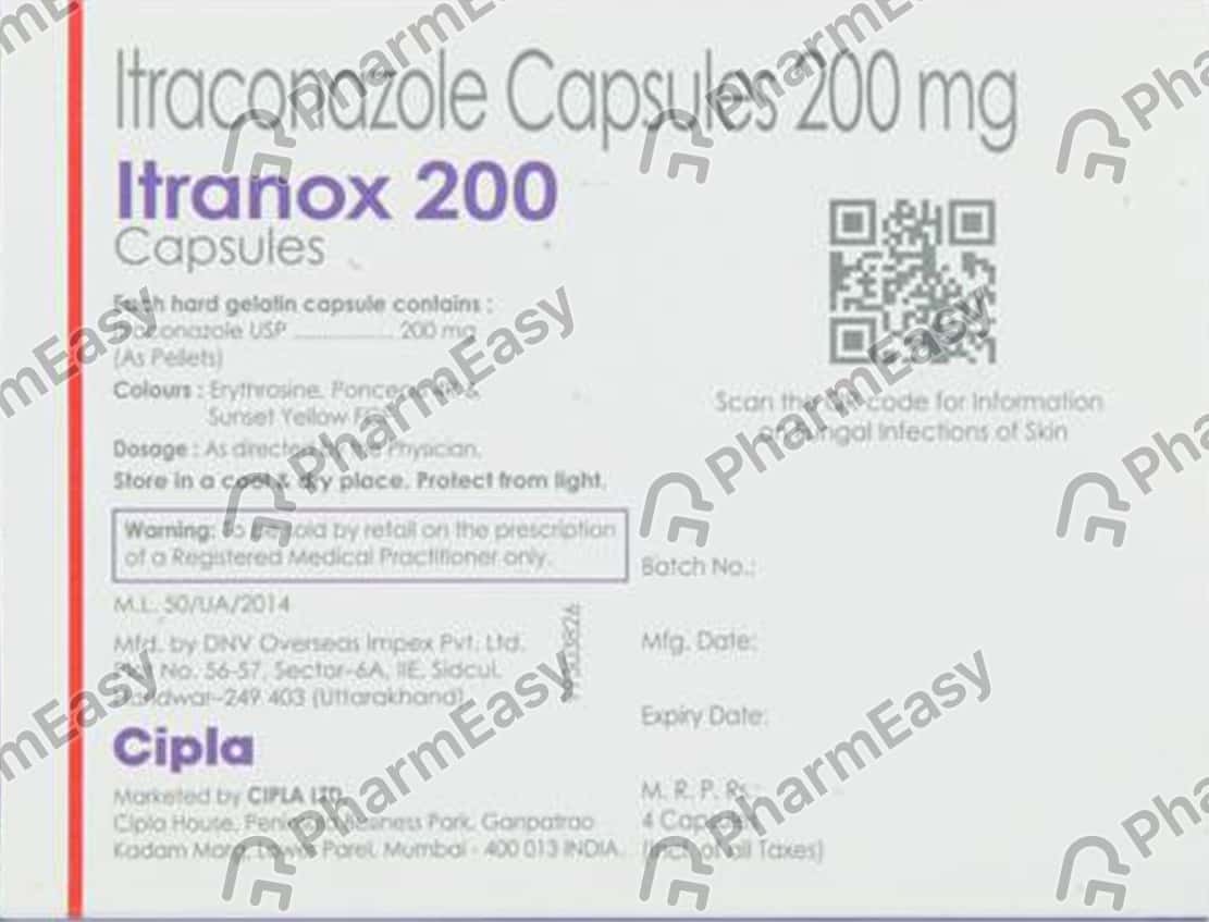 Itranox 200 MG Capsule (4): Uses, Side Effects, Price & Dosage | PharmEasy