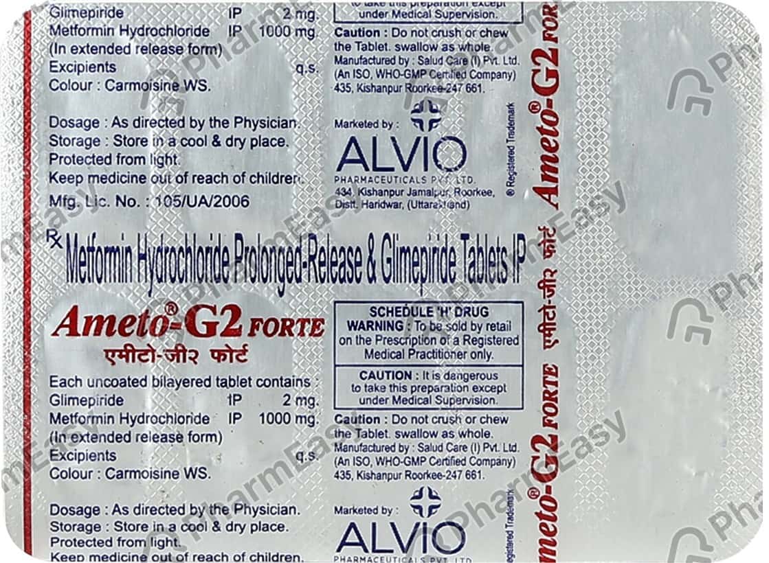 Ameto G2 Forte Strip Of 10 Tablets: Uses, Side Effects, Price & Dosage ...