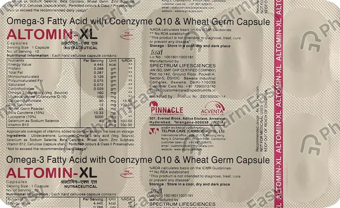 Buy Altomin Xl Strip Of 10 Capsules Online at Flat 15% OFF | PharmEasy