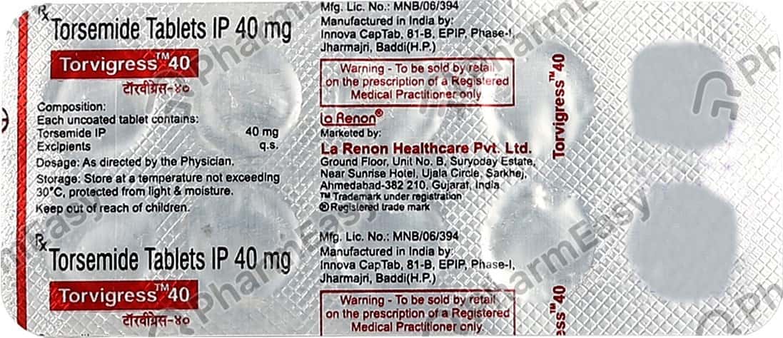 Torvigress 40 MG Tablet (10): Uses, Side Effects, Price & Dosage ...