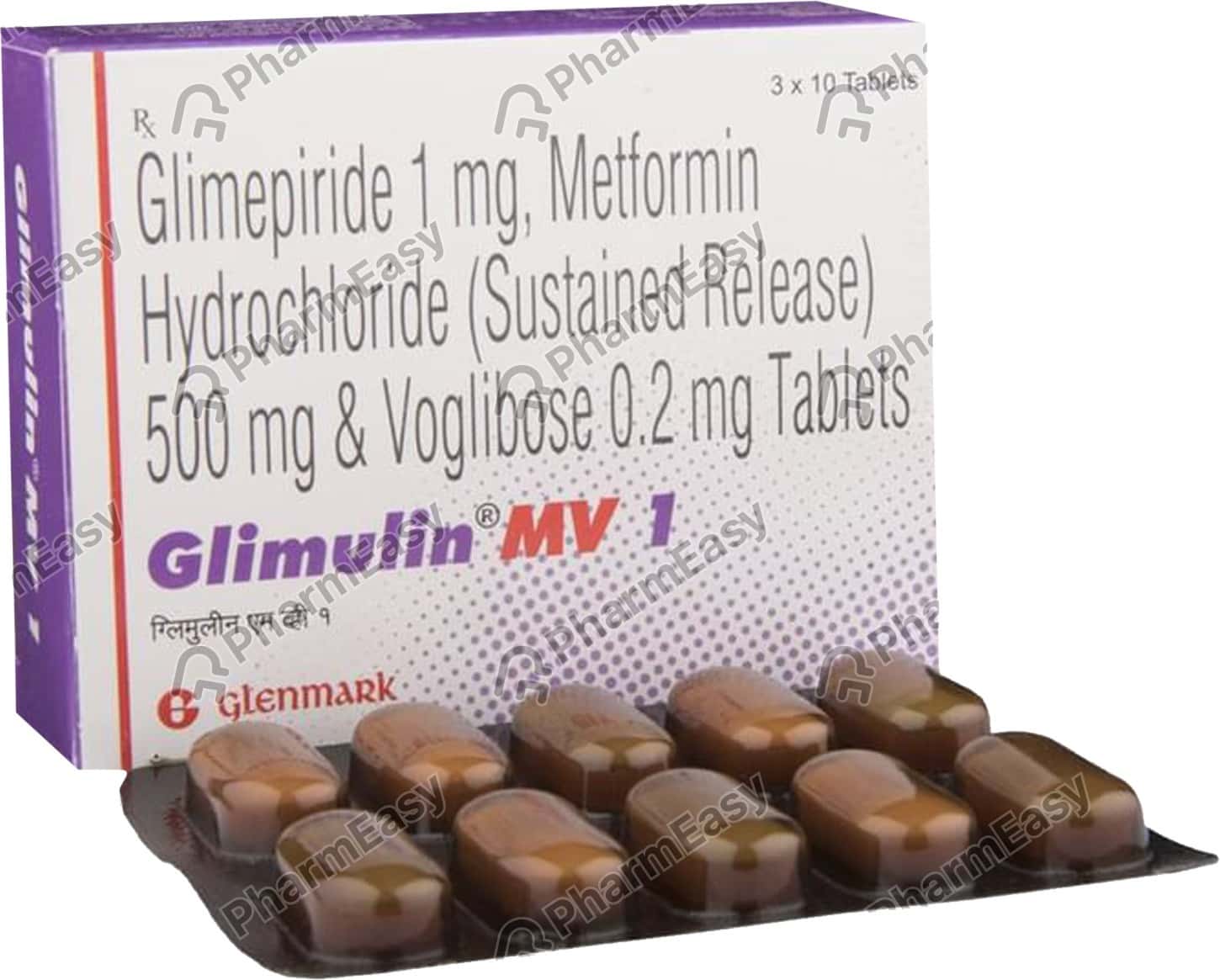 Glimulin Mv1 Strip Of 10 Tablets: Uses, Side Effects, Price & Dosage | PharmEasy