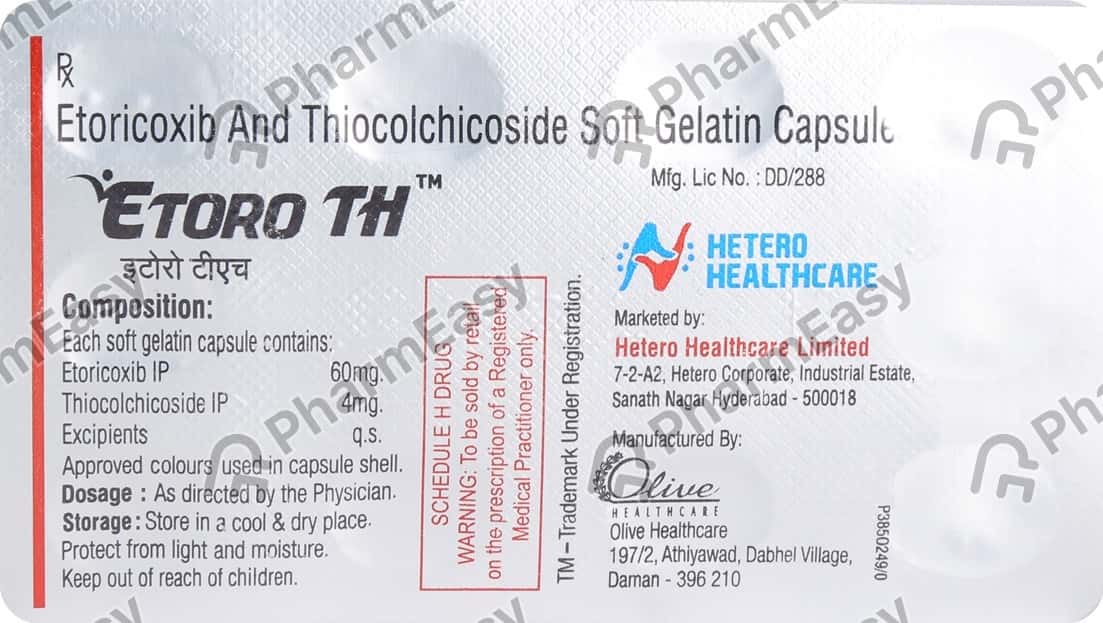 Etoro Th 60/4mg Strip Of 10 Capsules: Uses, Side Effects, Price ...