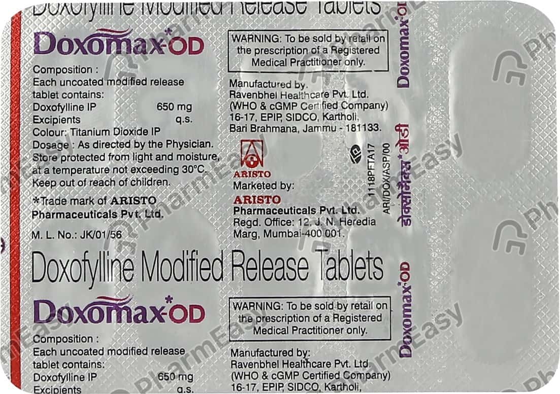 Doxomax Od 650 MG Tablet (10): Uses, Side Effects, Price & Dosage ...