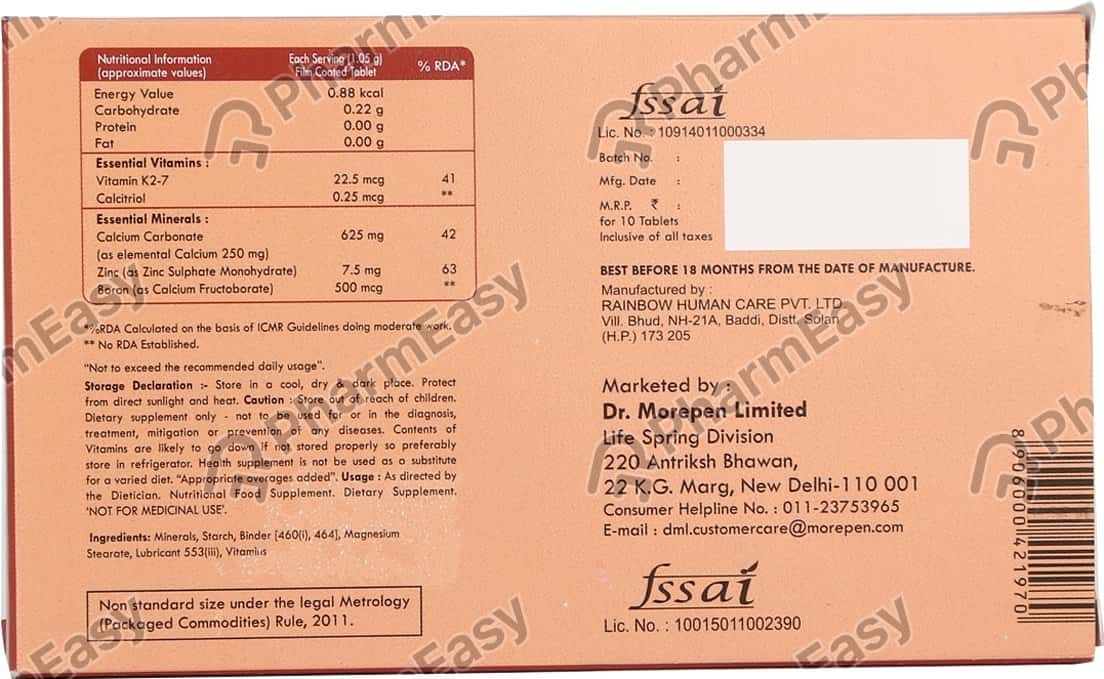 Buy Calciquick K2 Strip Of 10 Tablets Online & Save Up to 24% at PharmEasy