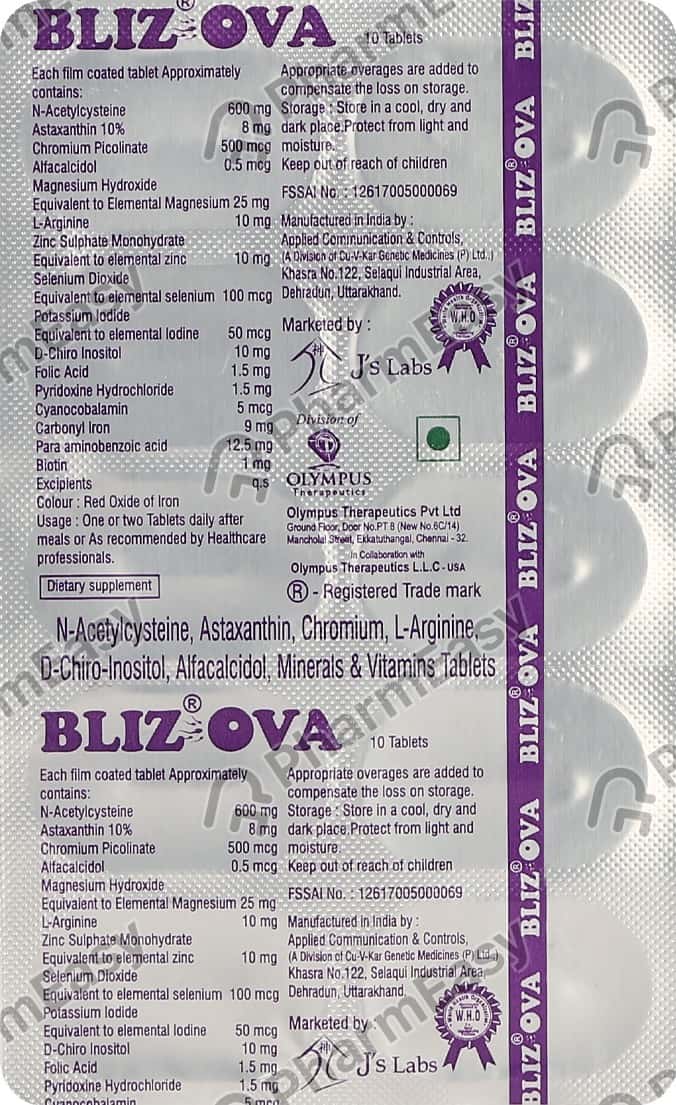 Buy Bliz Ova Tablet (10) Online at Flat 15% OFF | PharmEasy