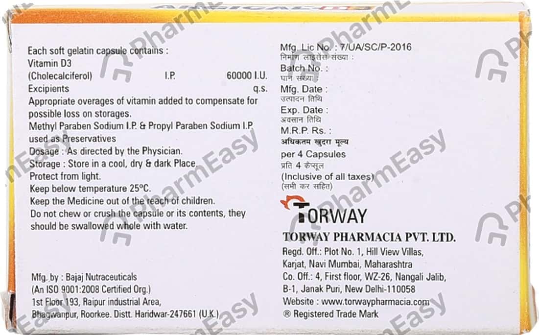 Argical D3 60000 IU Capsule (4): Uses, Side Effects, Price & Dosage ...