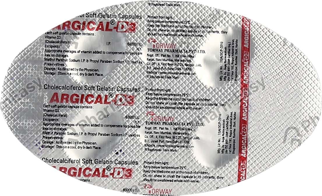 Argical D3 60000 IU Capsule (4): Uses, Side Effects, Price & Dosage ...
