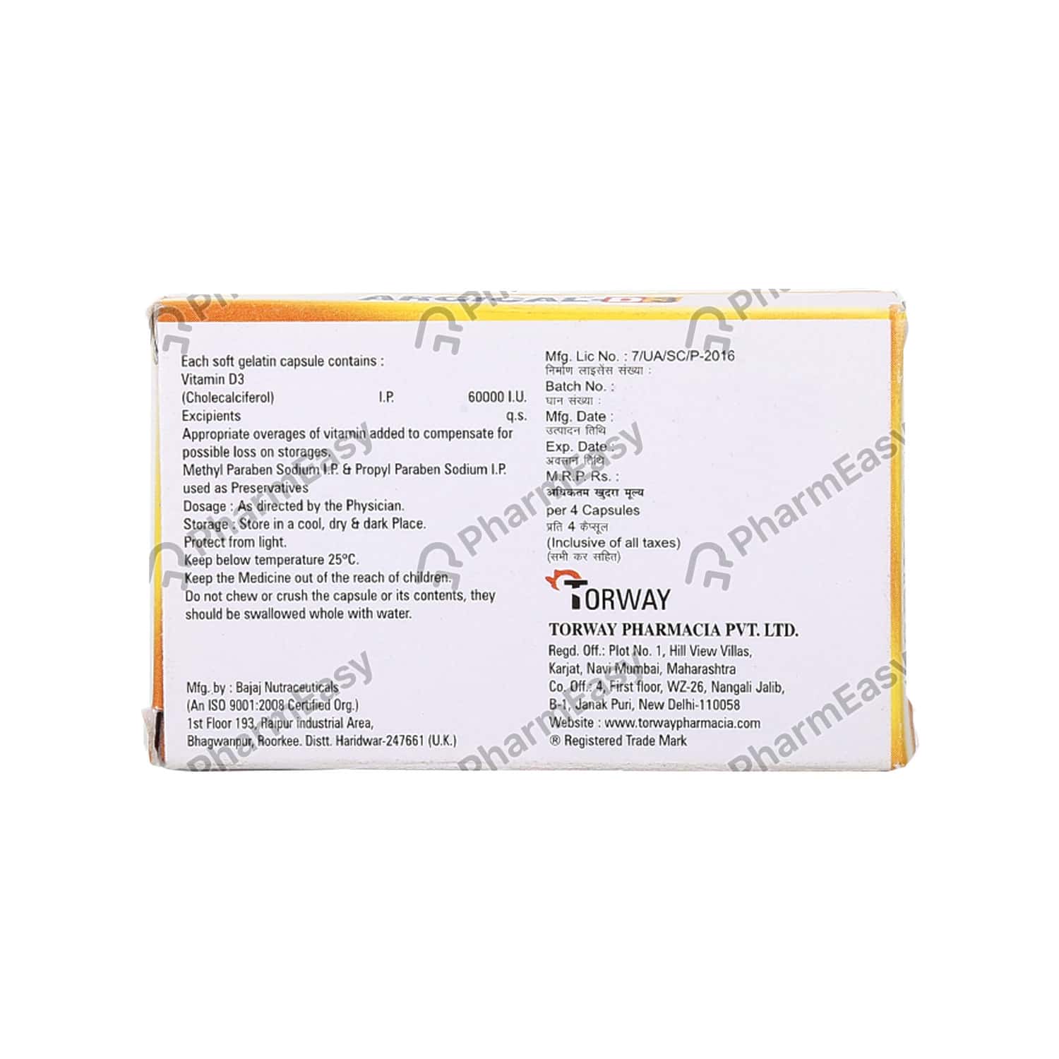 Argical D3 60000 IU Capsule (4) - Uses, Side Effects, Dosage ...