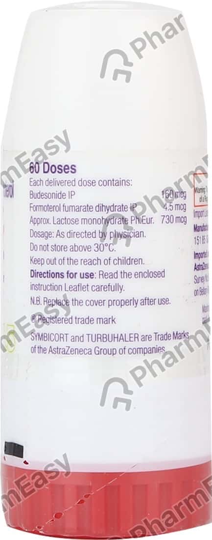 Symbicort 160/4.Mcg Box Of 60md Turbuhaler: Uses, Side Effects, Price ...
