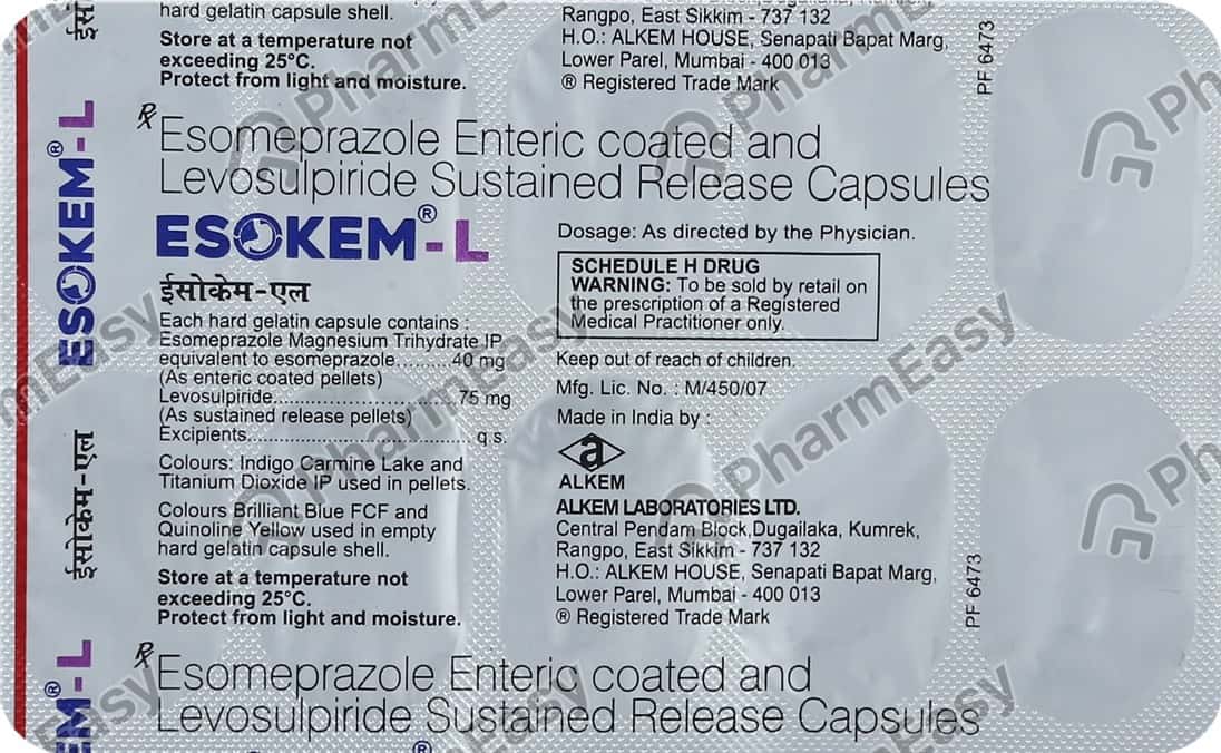Esokem L Strip Of 10 Capsules: Uses, Side Effects, Price & Dosage ...
