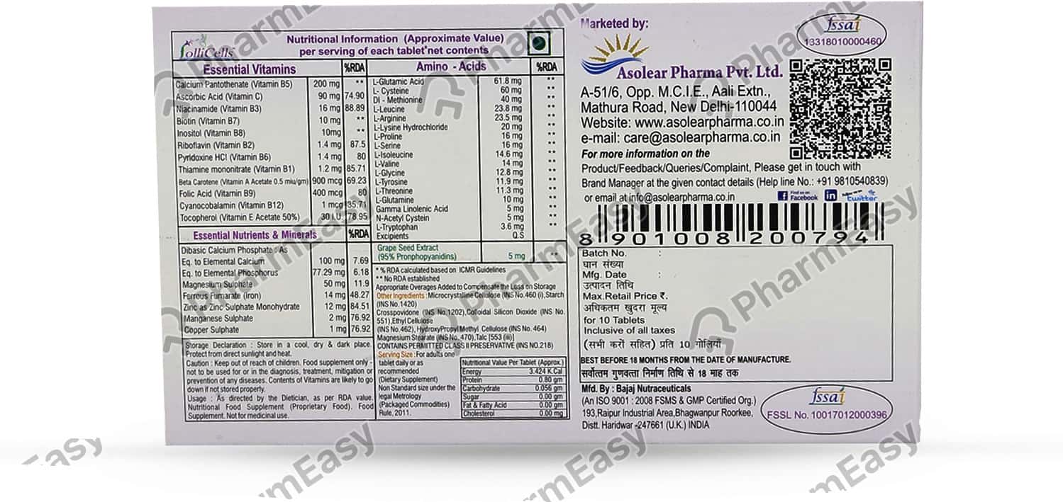 Buy Follicells Tablet (10) Online at Flat 15% OFF | PharmEasy