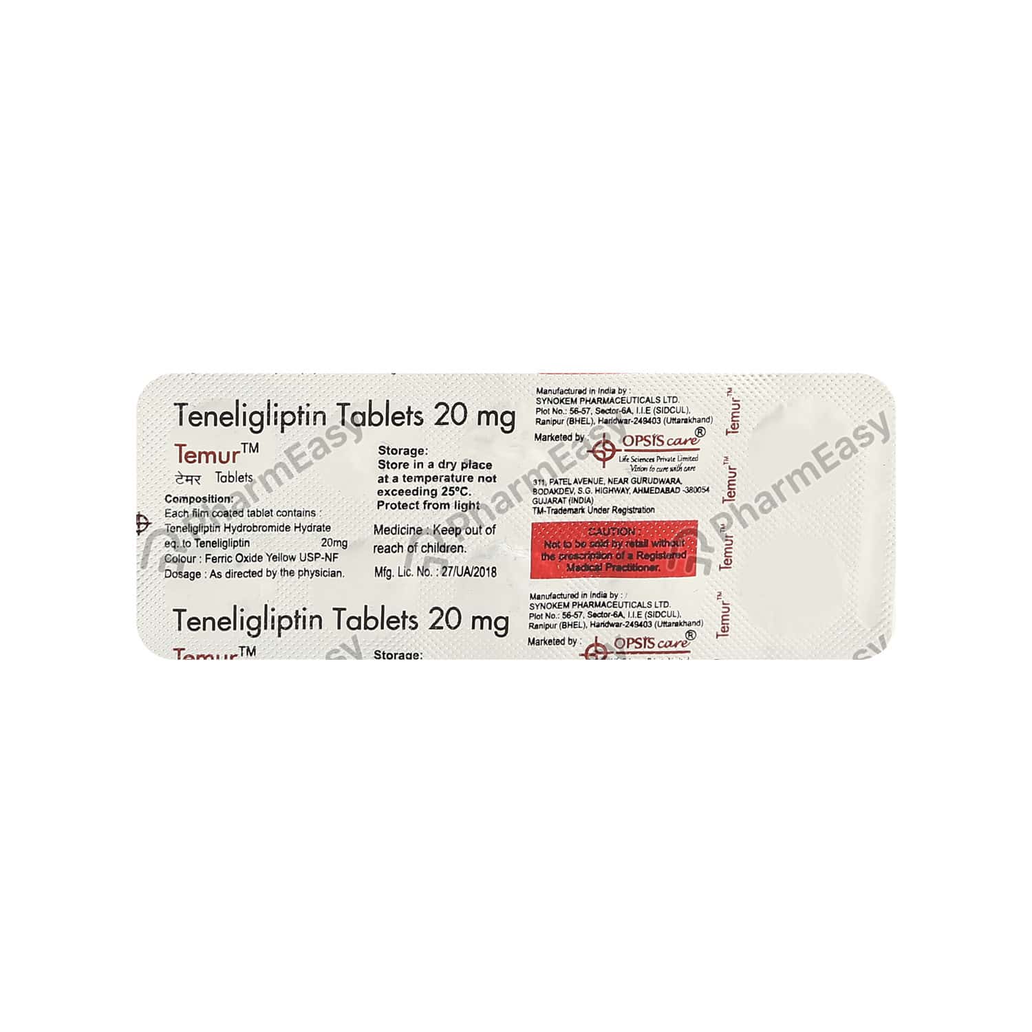 Temur 20 MG Tablet (10): Uses, Side Effects, Price, Dosage ...