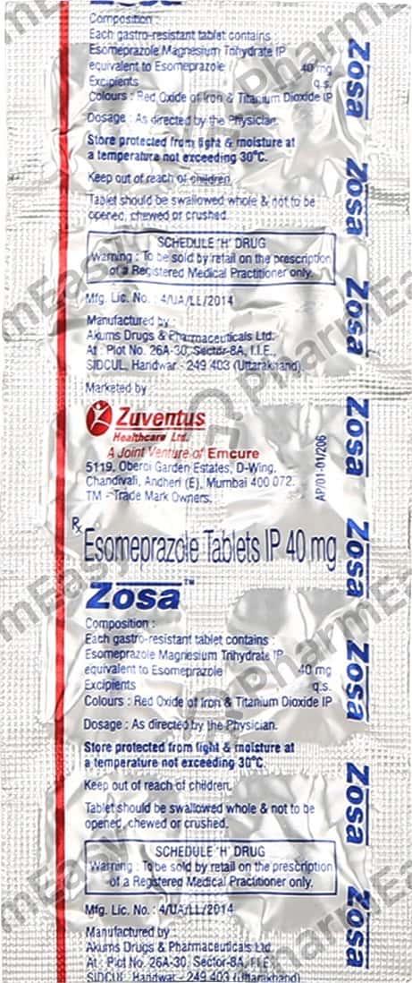 Zosa 40 MG Tablet (10): Uses, Side Effects, Price & Dosage | PharmEasy