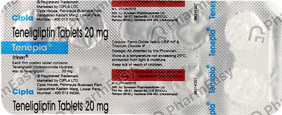 Tenepla 20 MG Tablet (10): Uses, Side Effects, Price, Dosage ...