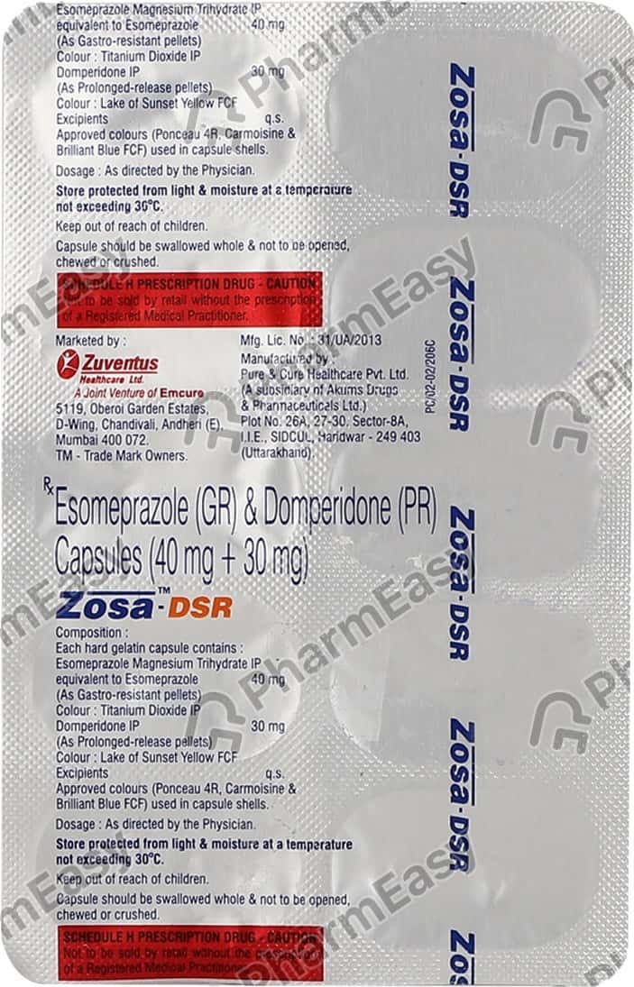 Zosa Dsr Strip Of 10 Capsules: Uses, Side Effects, Price & Dosage ...