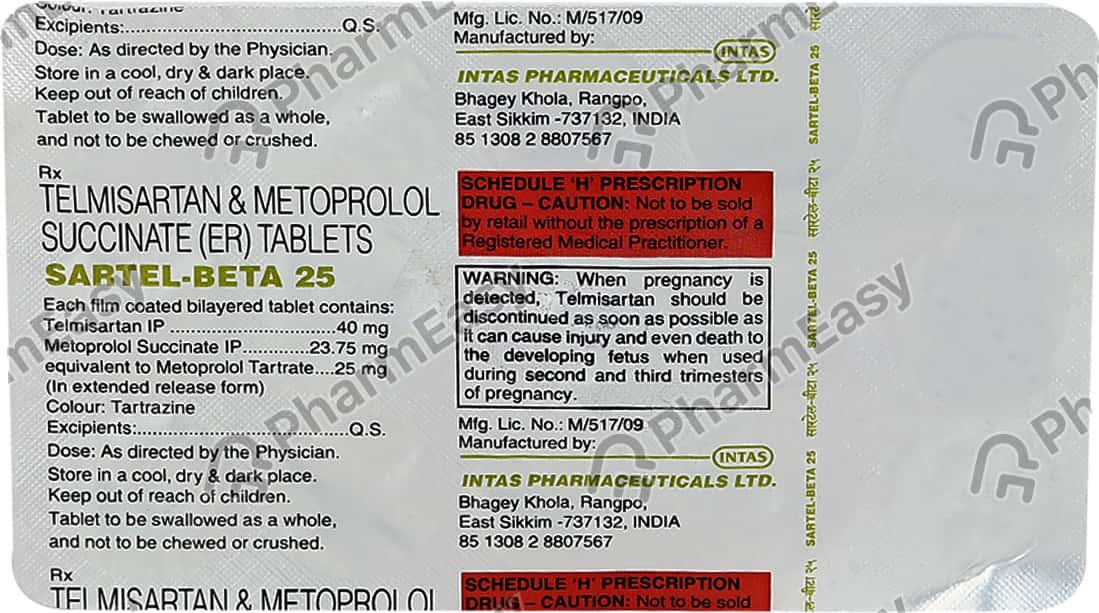 Tazpure Beta 25mg Strip Of 15 Tablets: Uses, Side Effects, Price ...