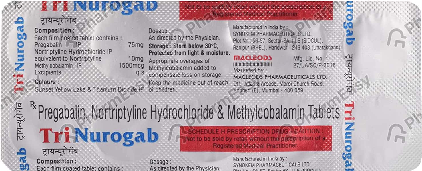 Tri Nurogab Strip Of 10 Tablets: Uses, Side Effects, Price & Dosage ...