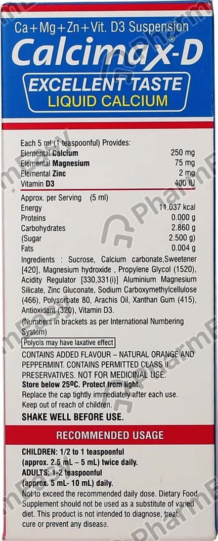Buy CALCIMAX D SUSPENSION 200ML Online & Get Upto 60% OFF at PharmEasy