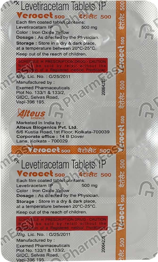 Verocet 500 MG Tablet (10): Uses, Side Effects, Price & Dosage | PharmEasy