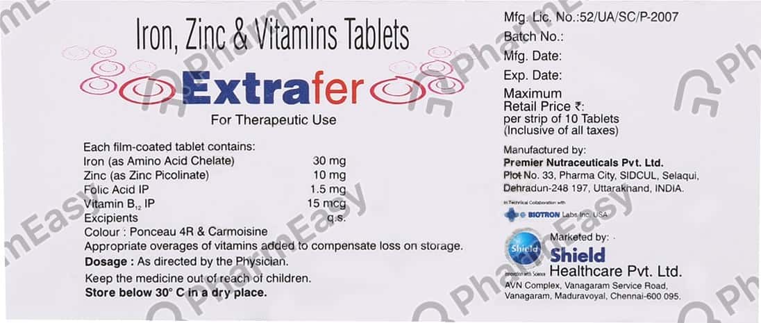 Buy Extrafer Strip Of 10 Tablets Online at Flat 15% OFF | PharmEasy