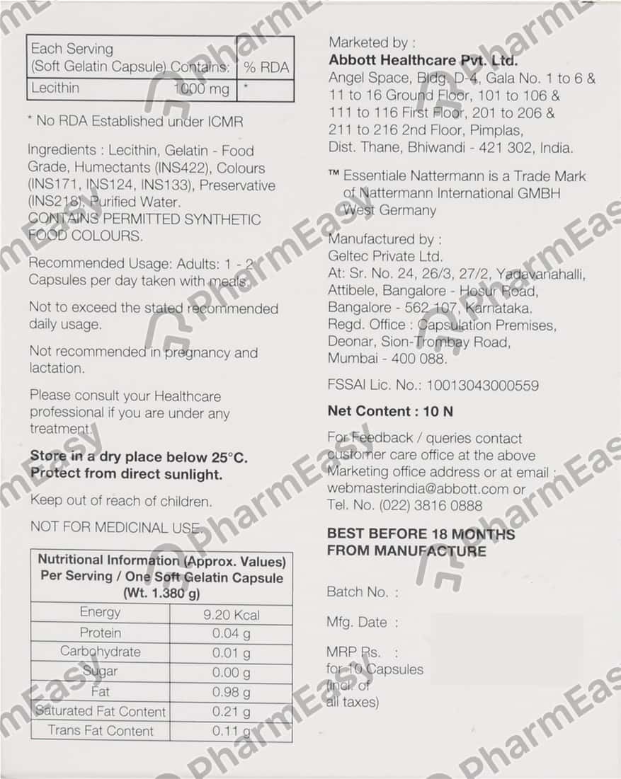 Buy ESSENTIALE L 1GM STRIP OF 10 CAPSULES Online & Get Upto 60% OFF at ...