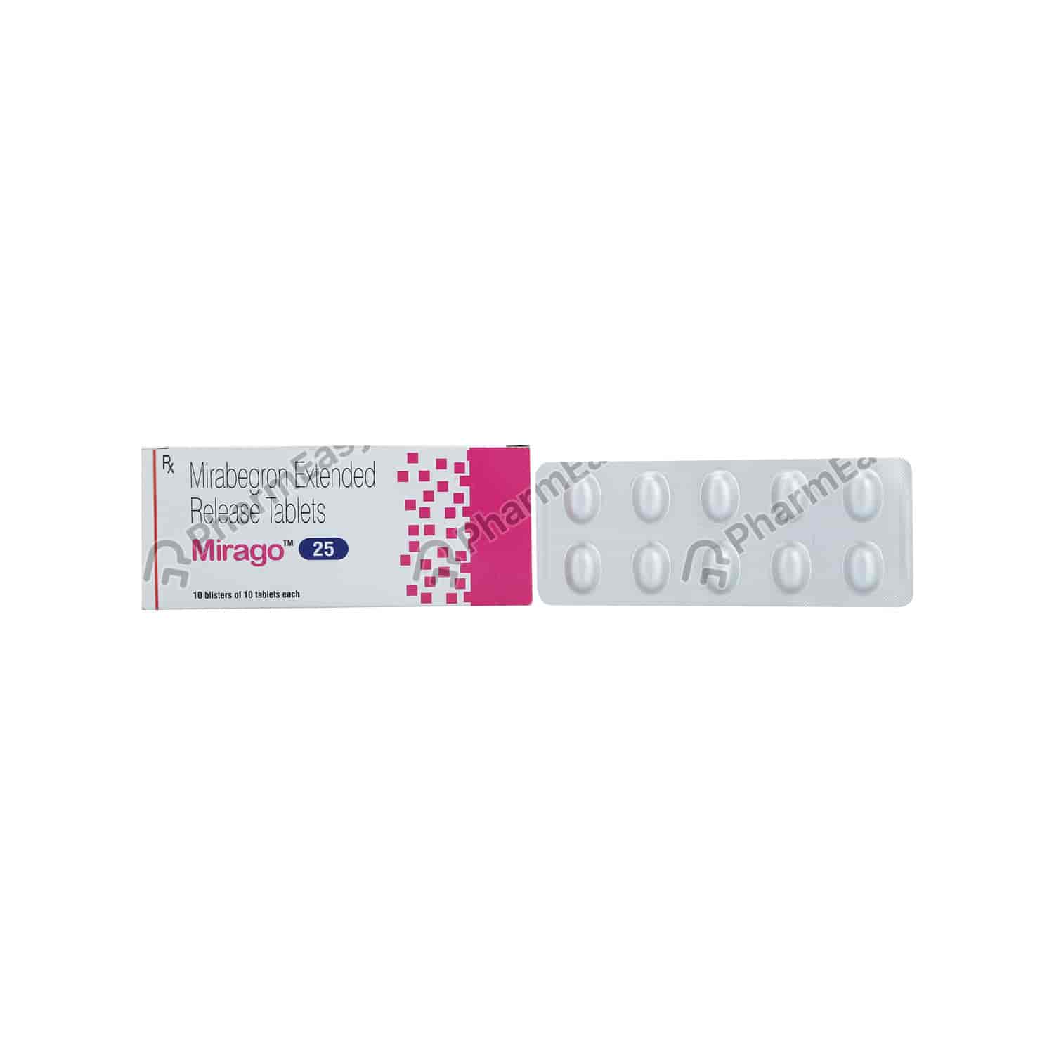 Buy Mirago 25mg Strip Of 10 Tablets Online at flat 15% off | PharmEasy