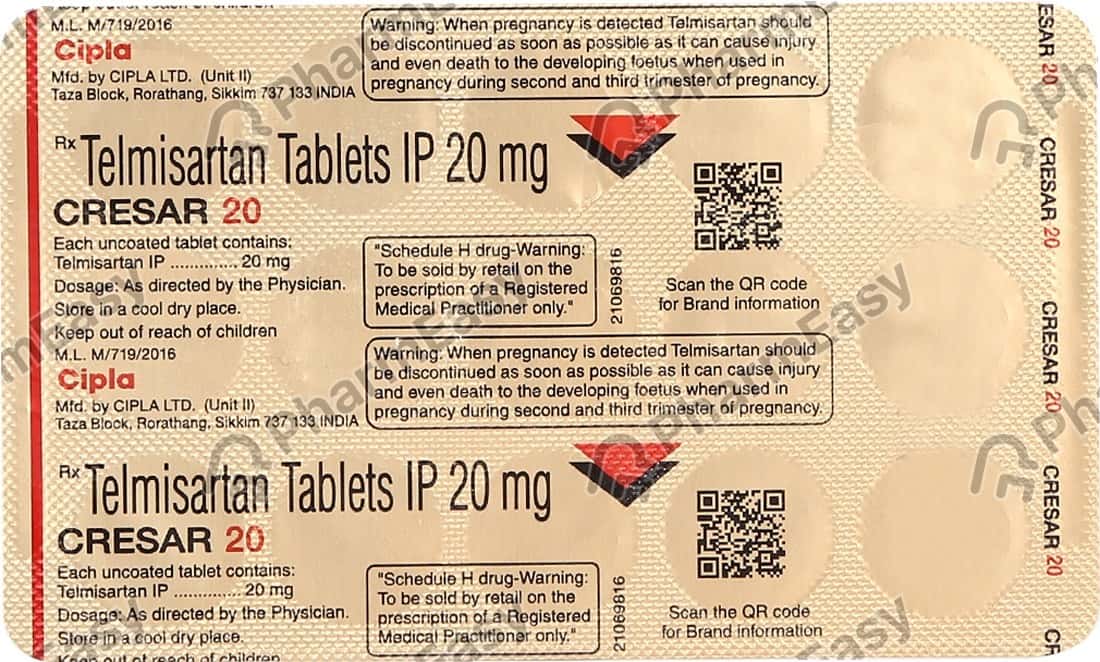Cresar 20 MG Tablet (15): Uses, Side Effects, Price & Dosage | PharmEasy