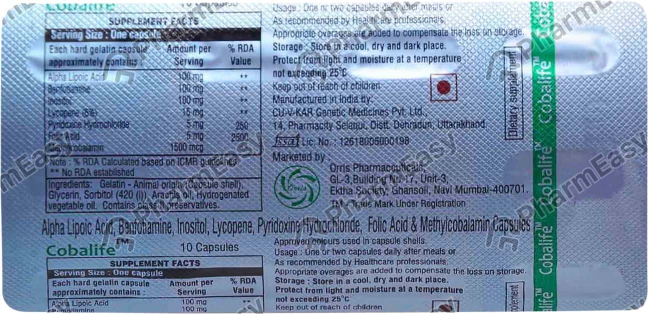 Buy Cobalife Strip Of 10 Capsules Online at Flat 15% OFF | PharmEasy