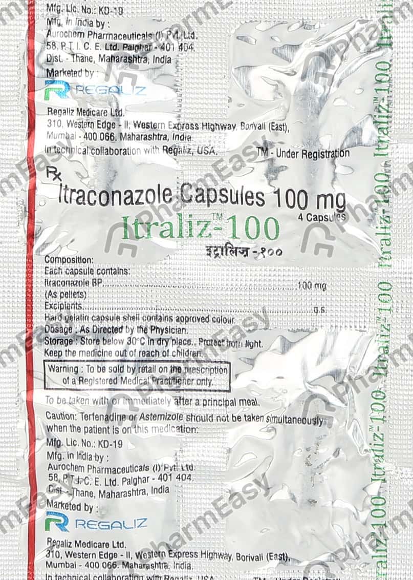 Itraliz 100 MG Capsule (4): Uses, Side Effects, Price & Dosage | PharmEasy