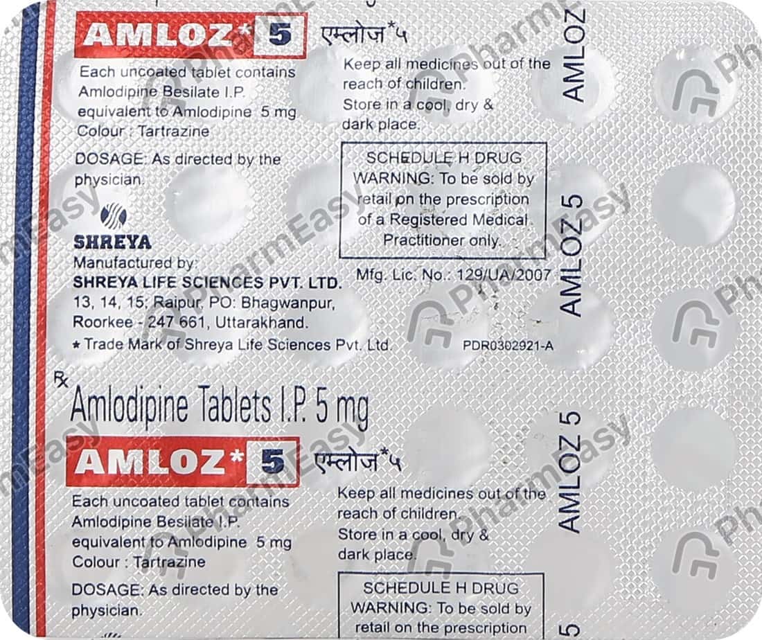 Amloz 5 MG Tablet (30): Uses, Side Effects, Price & Dosage | PharmEasy