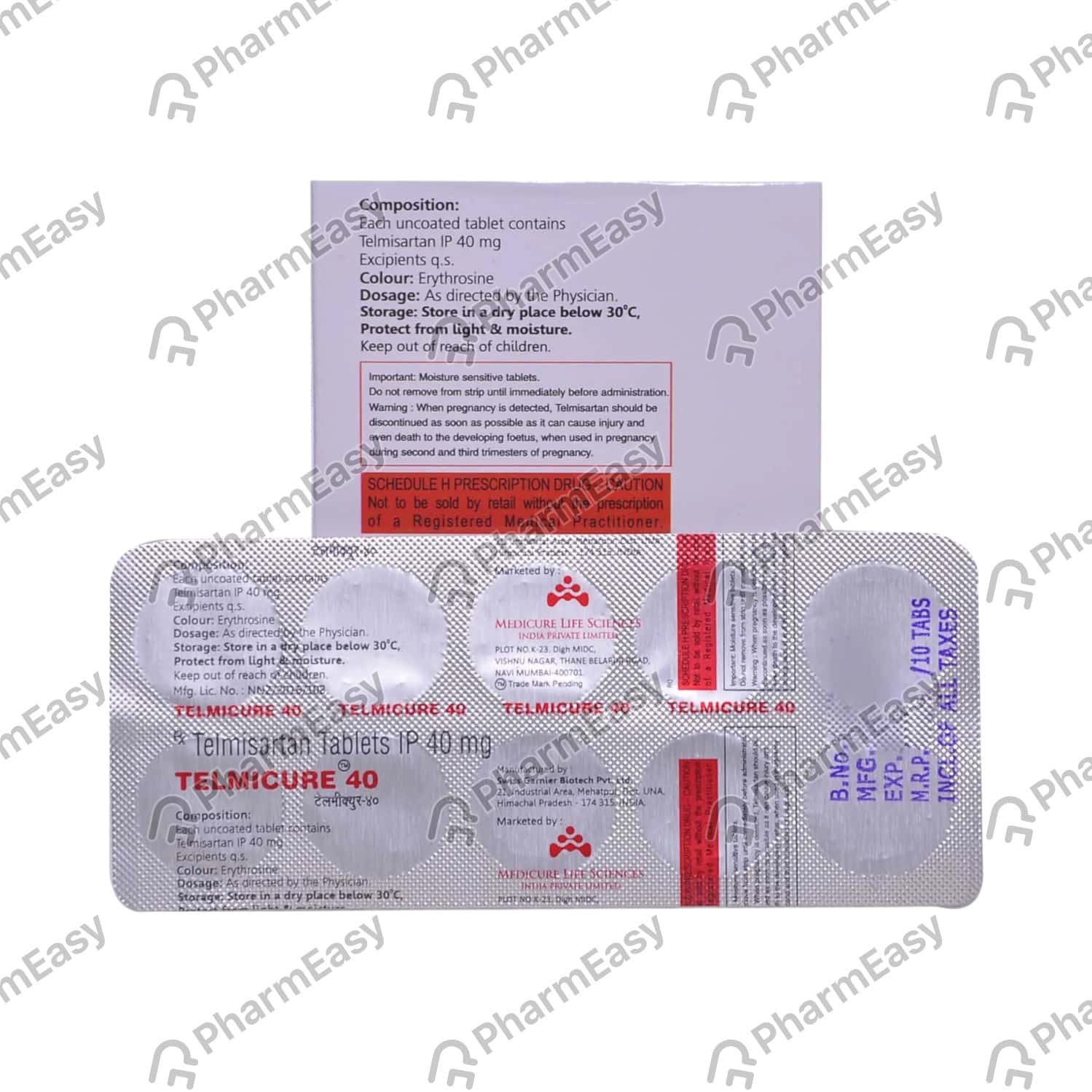 Telmicure 40 MG Tablet (10): Uses, Side Effects, Price & Dosage | PharmEasy