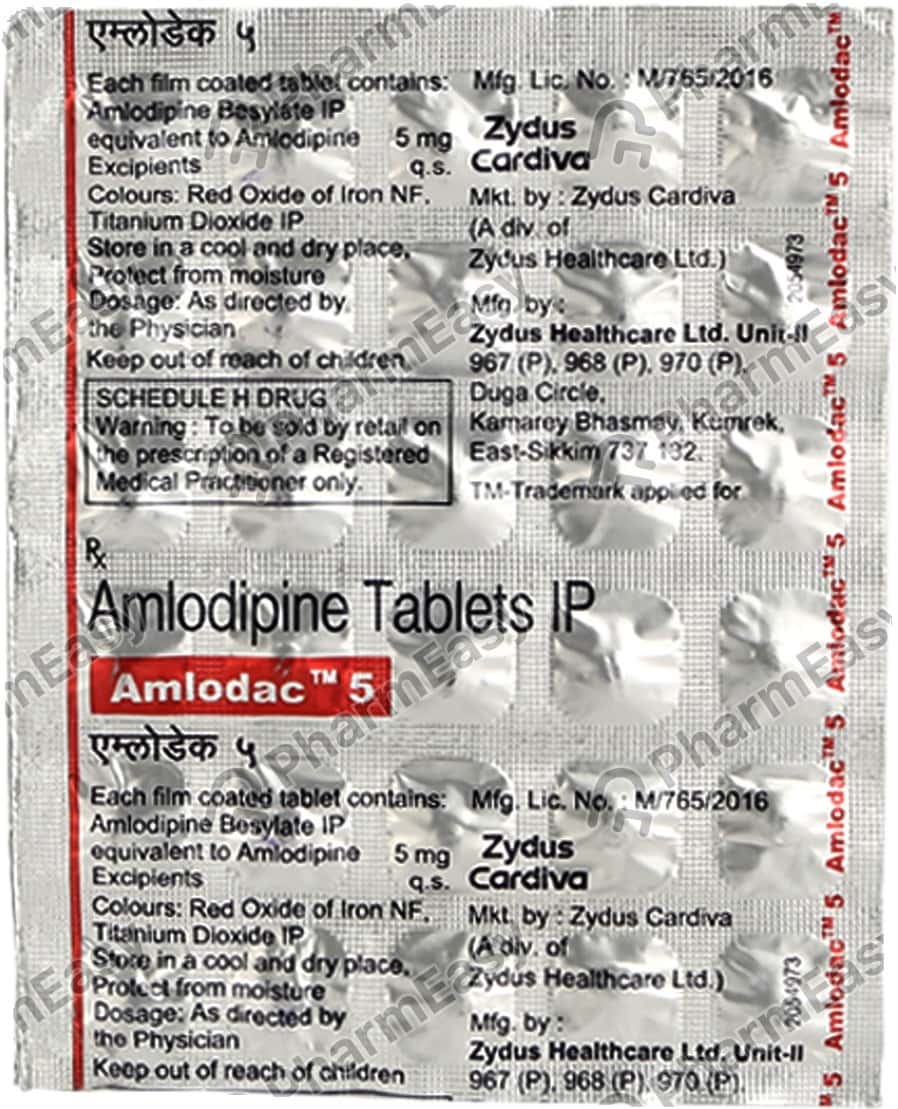 Amlodac 5 MG Tablet (30): Uses, Side Effects, Price & Dosage | PharmEasy